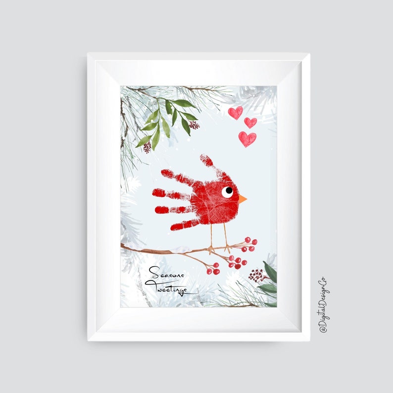 Christmas Handprint Art, Seasons Tweetings, Winter Cardinal Handprint ...
