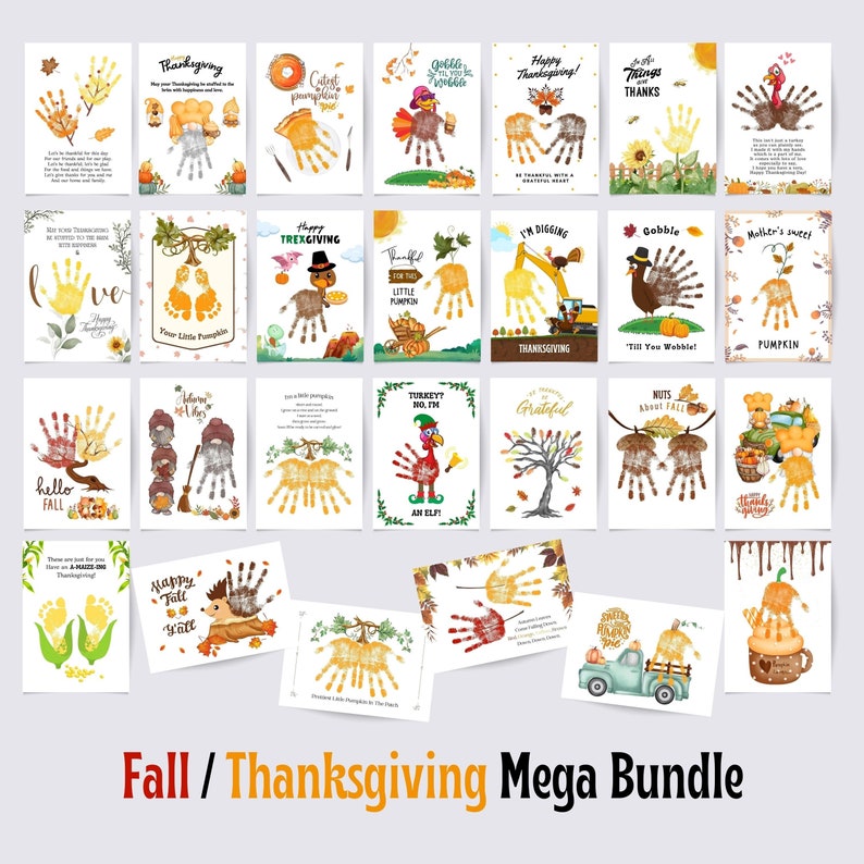 Fall Thanksgiving Mega Bundle, Thanksgiving Handprint Footprint Art ...