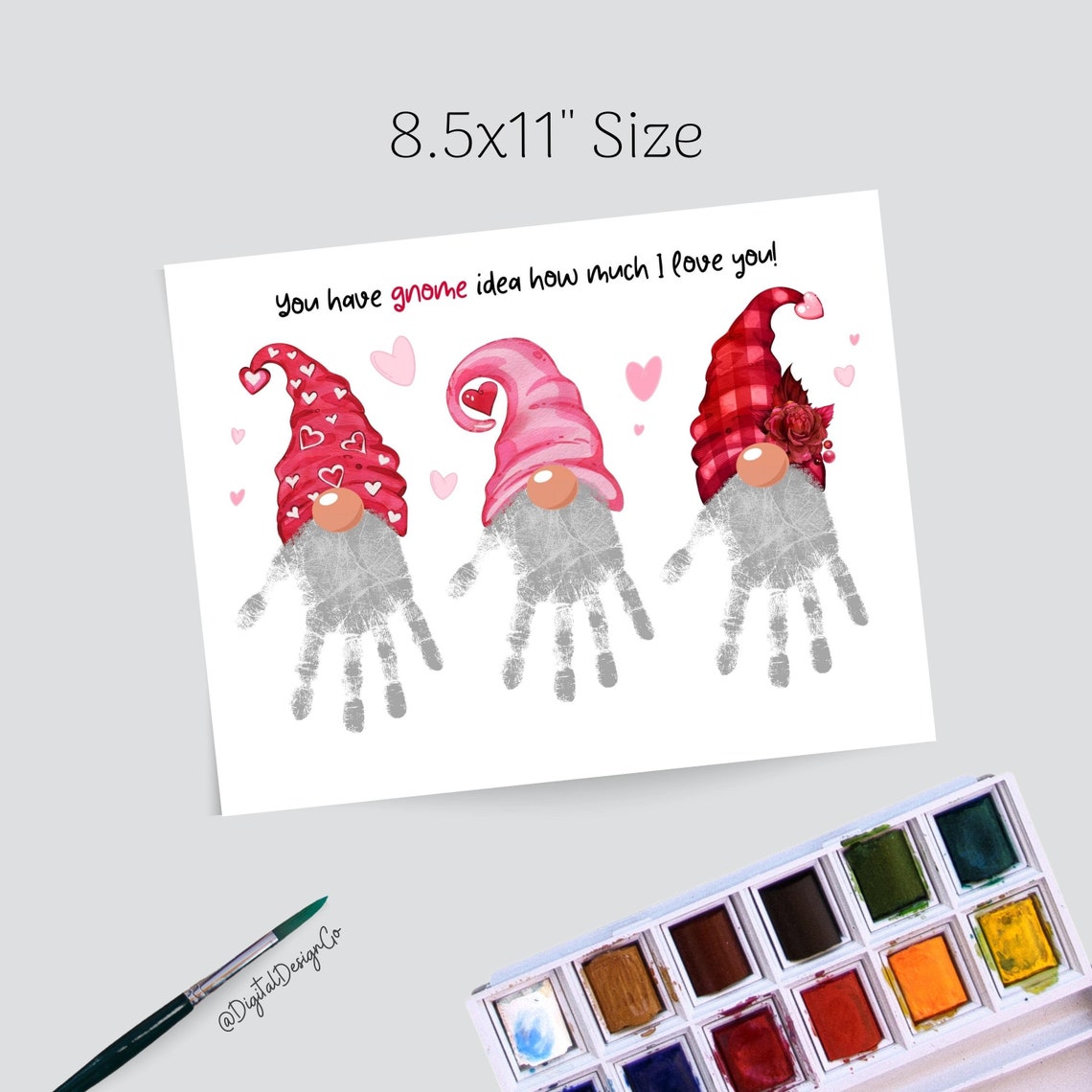 Gnome Handprint Art, Valentines Day Handprint Craft, Gift, DIY Craft ...