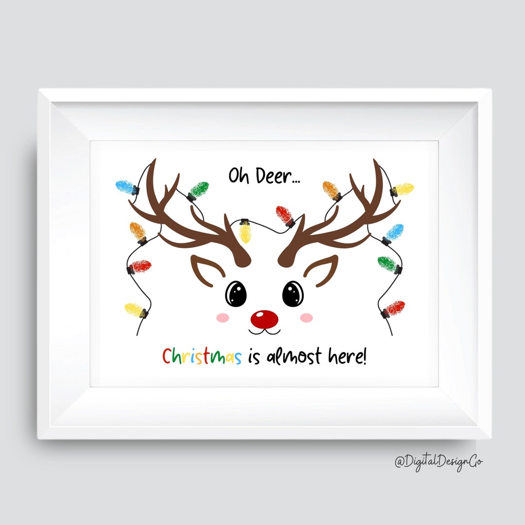 Christmas Light Fingerprint Art, Christmas Reindeer Fingerprint Craft ...