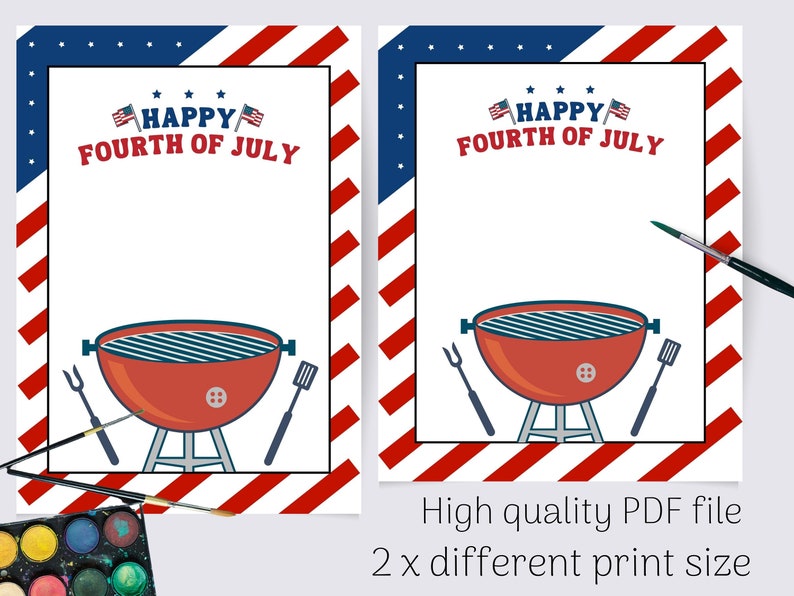 Fourth of July Handprint Art Craft Printable Grill Handprint - Etsy
