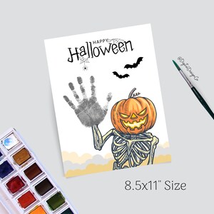 Halloween Handprint Art Craft, Happy Halloween, Skeleton Handprint ...