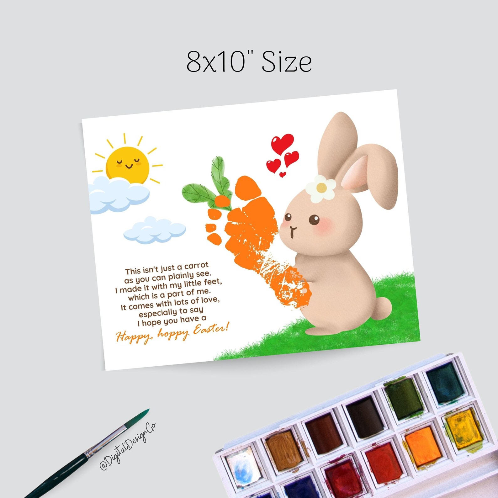 Happy Hoppy Easter Footprint Art Craft, Poem, Easter Bunny Carrot ...