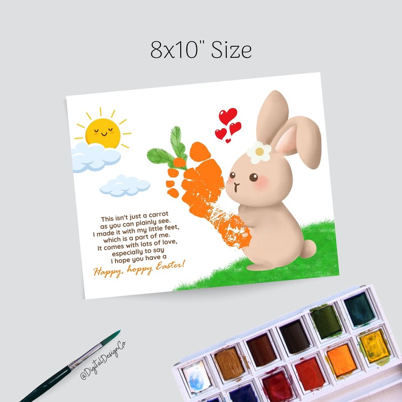Happy Hoppy Easter Footprint Art Craft, Poem, Easter Bunny Carrot ...