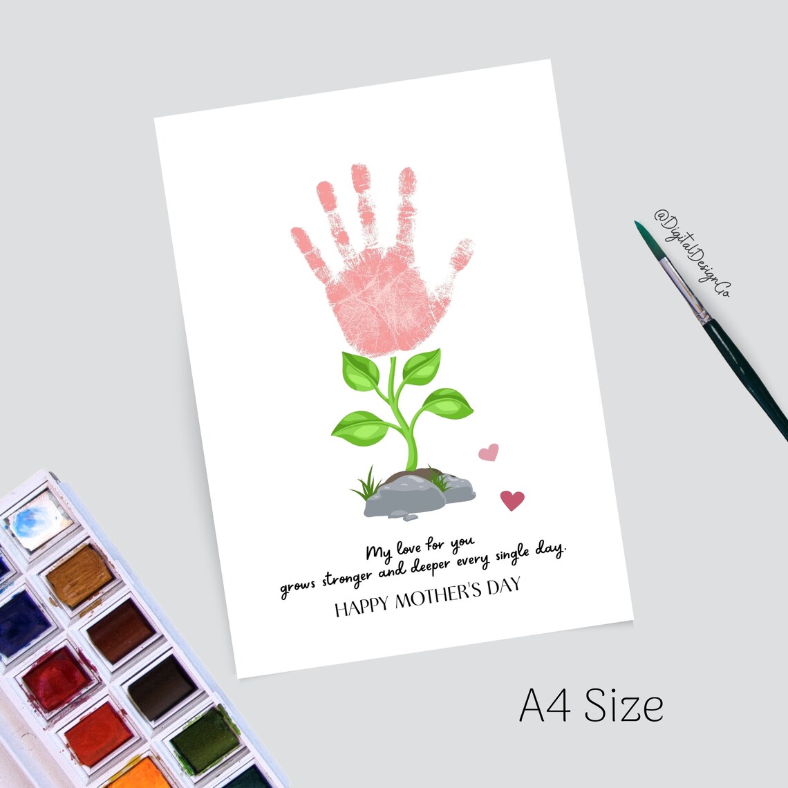 Mother's Day Handprint Art Craft, Happy Mother's Day, Flower Handprint ...