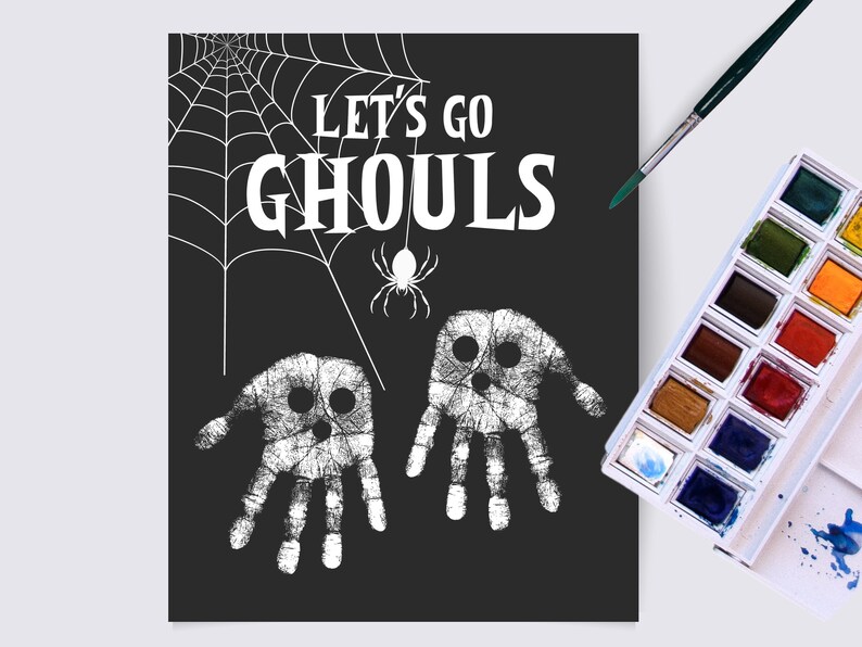 Let's Go Ghouls Halloween Handprint Footprint Art Ghost - Etsy