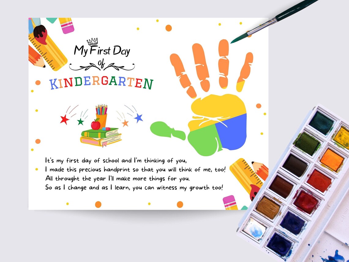 My First Day of Kindergarten Handprint Art Back to School - Etsy