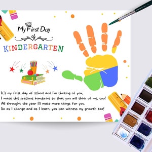 My First Day of Kindergarten Handprint Art, Back to School Poem, DIY ...