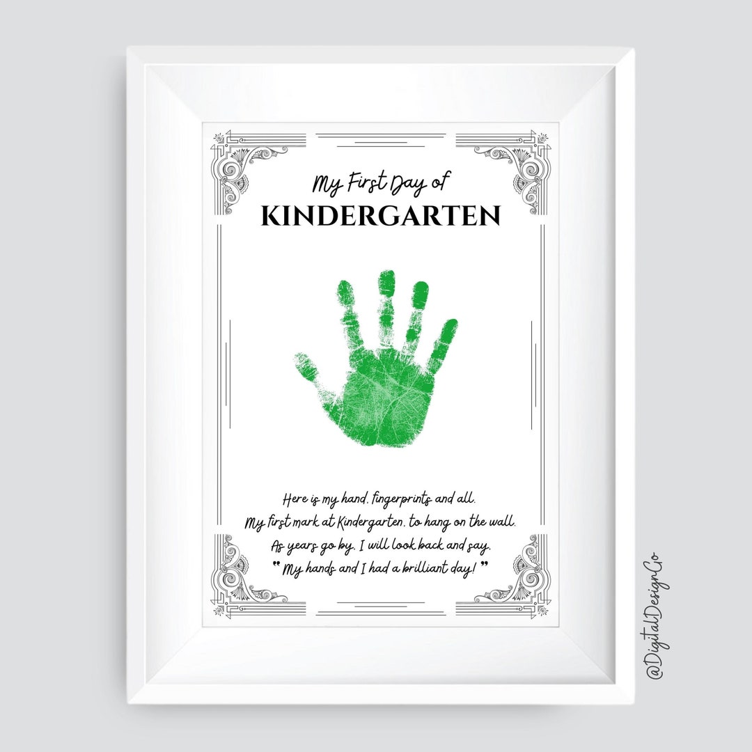 First Day of Kindergarten Handprint Art Craft, Back to School, Memory ...