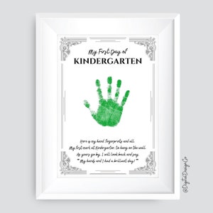 First Day of Kindergarten Handprint Art Craft, Back to School, Memory ...