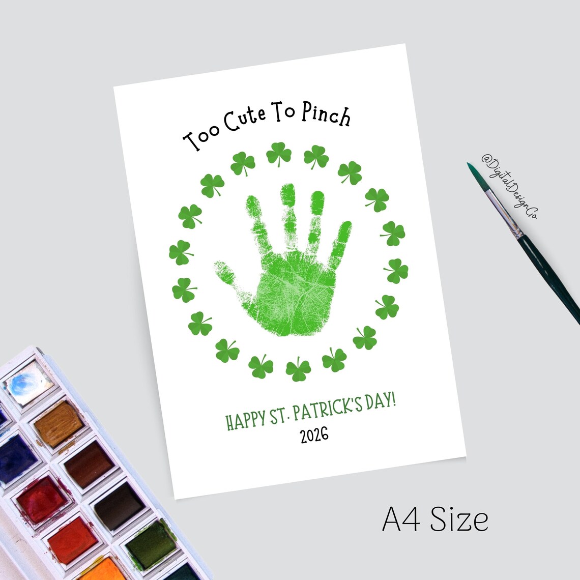 St Patrick's Day Handprint Art, Clover Handprint Craft, Too Cute to ...
