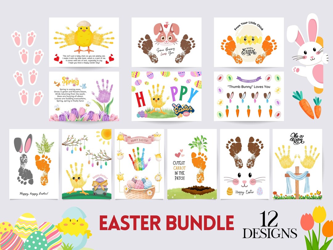Easter Craft, Handprint Footprint Fingerprint, Happy Easter, Chick ...