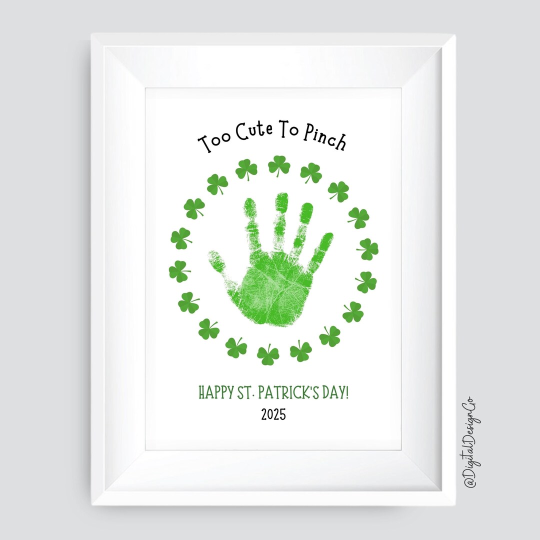 St Patrick's Day Handprint Art, Clover Handprint Craft, Too Cute to ...