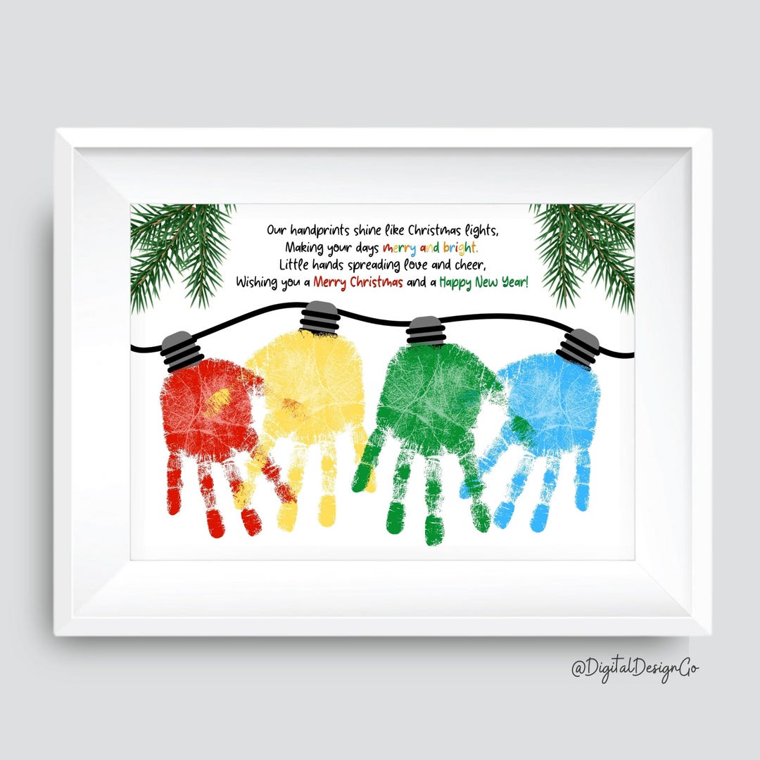 Christmas Lights Handprint Art Craft, Our Handprints Merry and Bright ...
