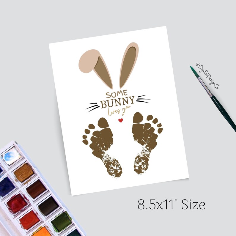 Easter Footprint Art Some Bunny Loves You Easter Feet Baby - Etsy