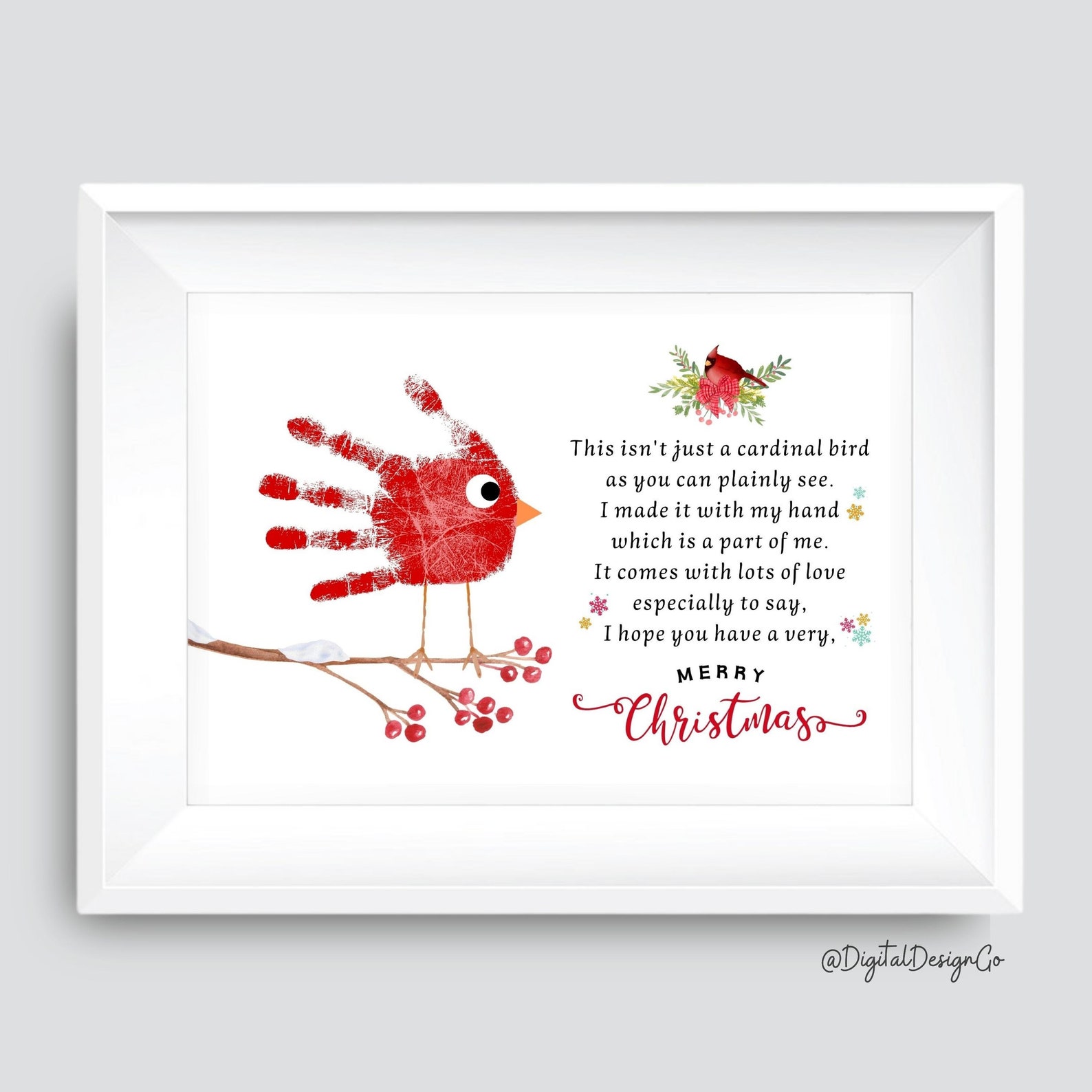 Christmas Handprint Art Craft, Winter, Poem, Cardinal Bird Handprint ...