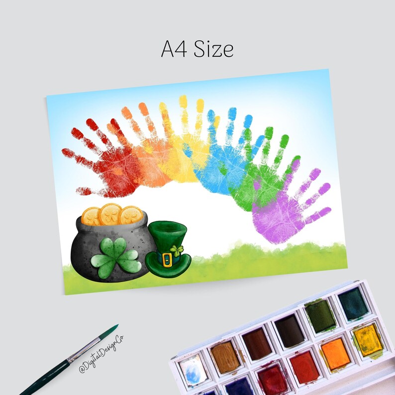 St Patrick's Day Handprint Footprint Art Craft Rainbow - Etsy