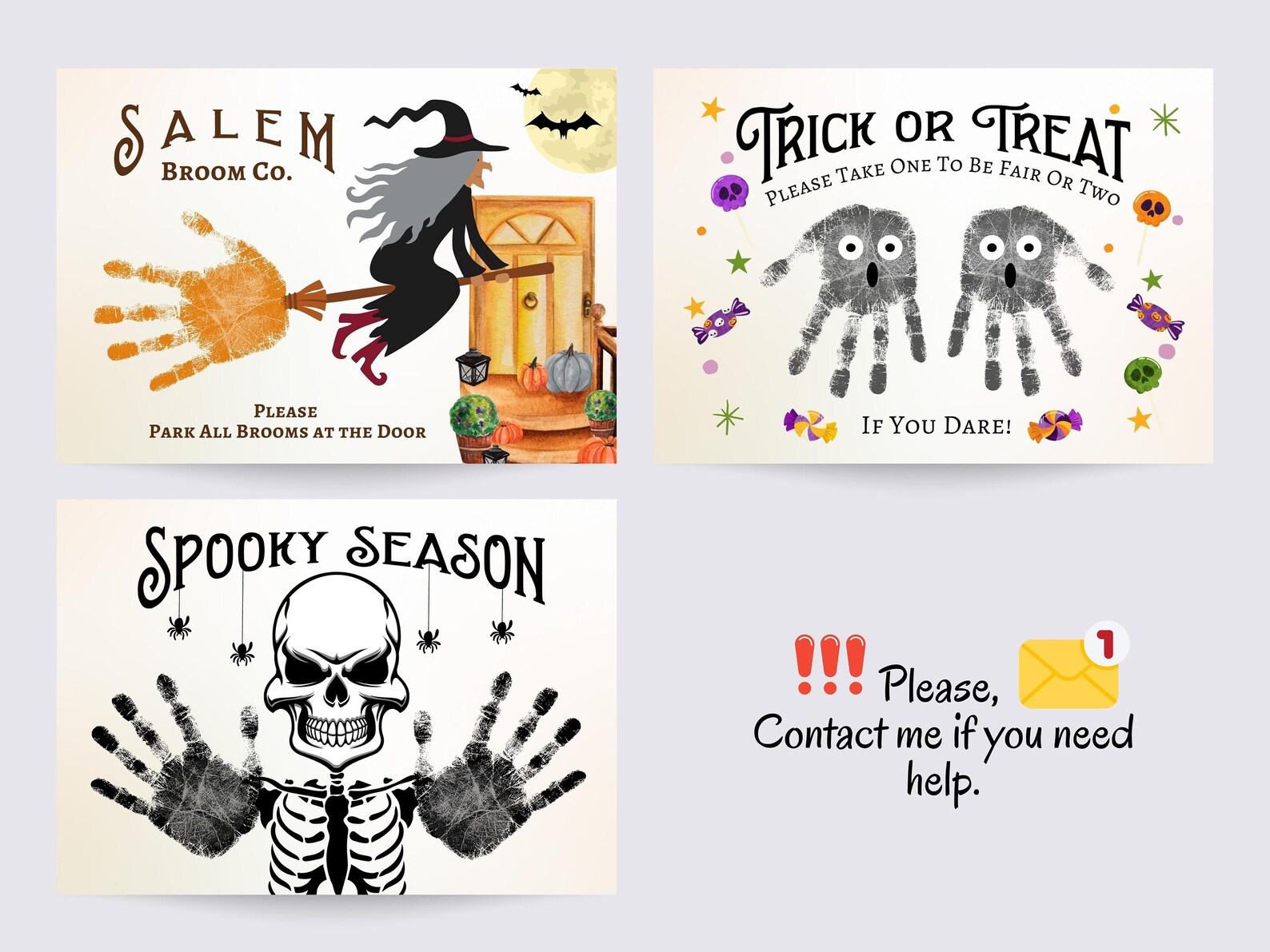 Halloween Handprint Footprint Art Craft Bundle Halloween - Etsy