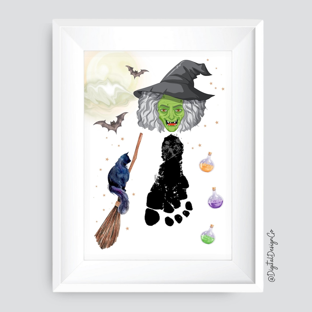 Halloween Footprint Art Craft, Witch Footprint Craft for Kids Baby ...