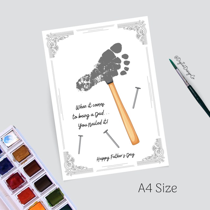 Father's Day Footprint Craft You Nailed It Hammer - Etsy
