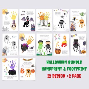 Halloween Handprint Footprint Craft Bundle, Halloween Handprint Art ...