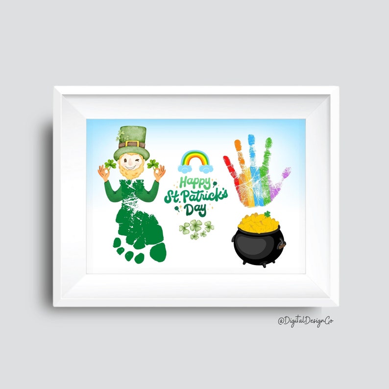 St Patrick's Day Handprint Footprint Art Craft Rainbow - Etsy