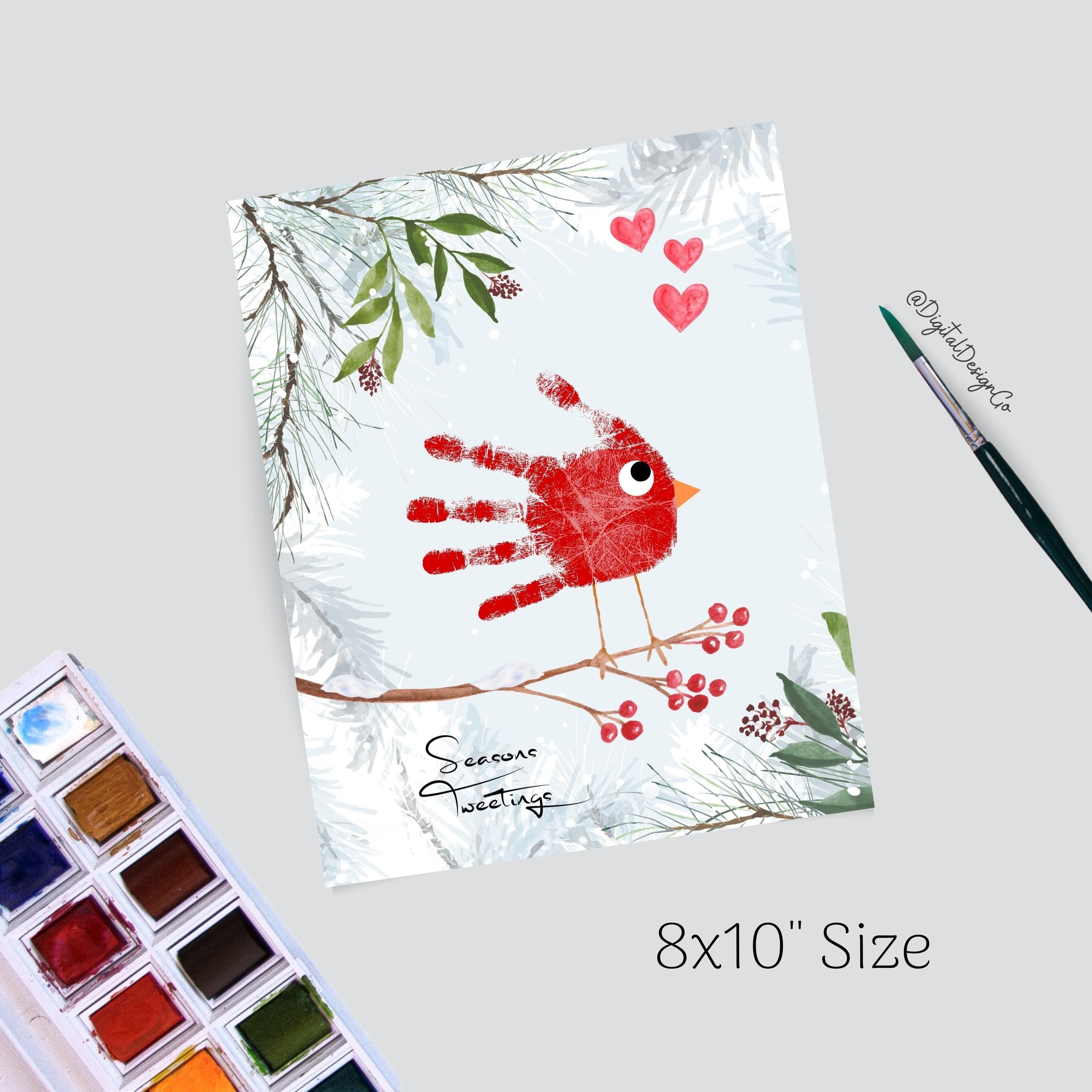 Christmas Handprint Art, Seasons Tweetings, Winter Cardinal Handprint ...