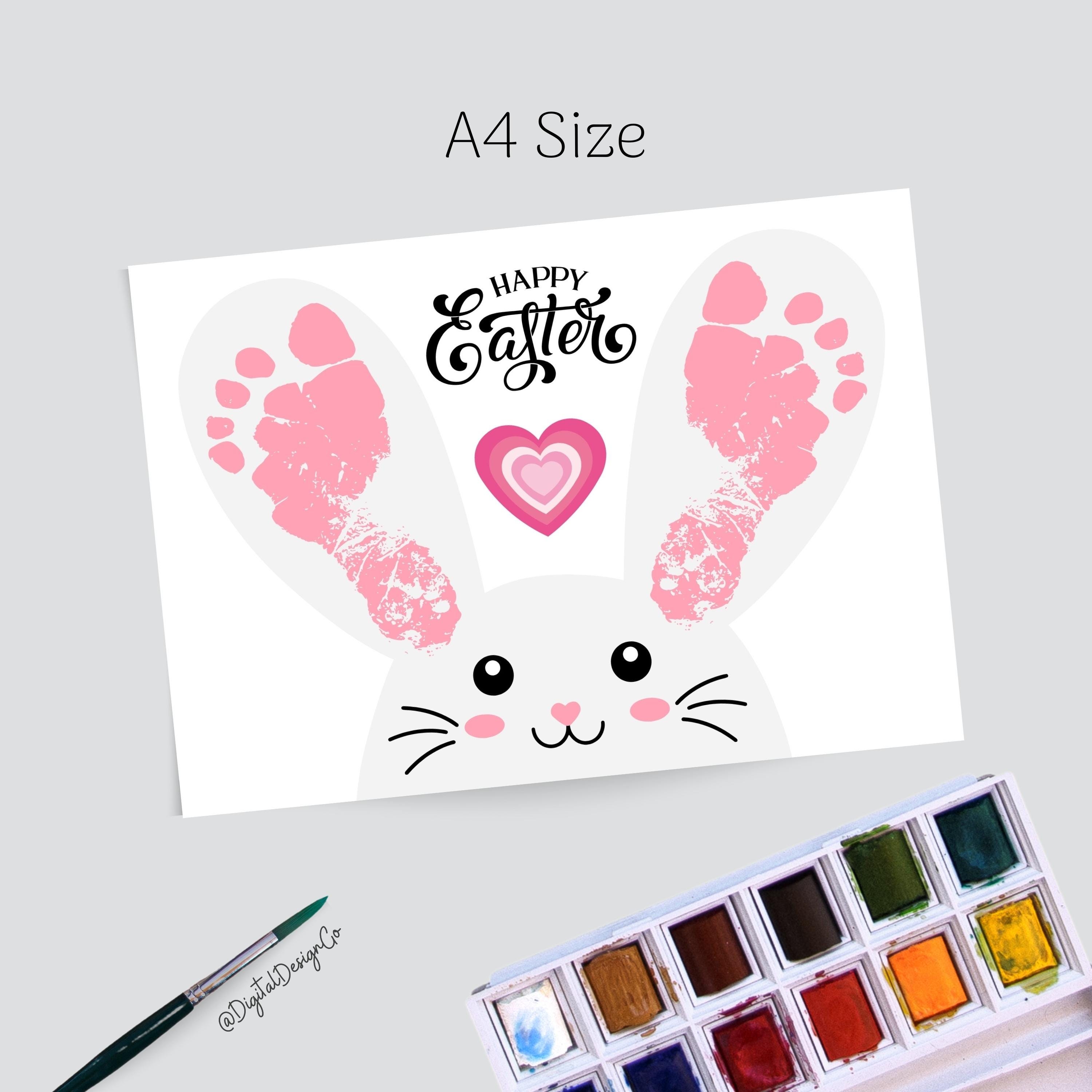 Happy Easter Bunny Handprint Footprint Art, Easter Bunny Craft, Baby ...