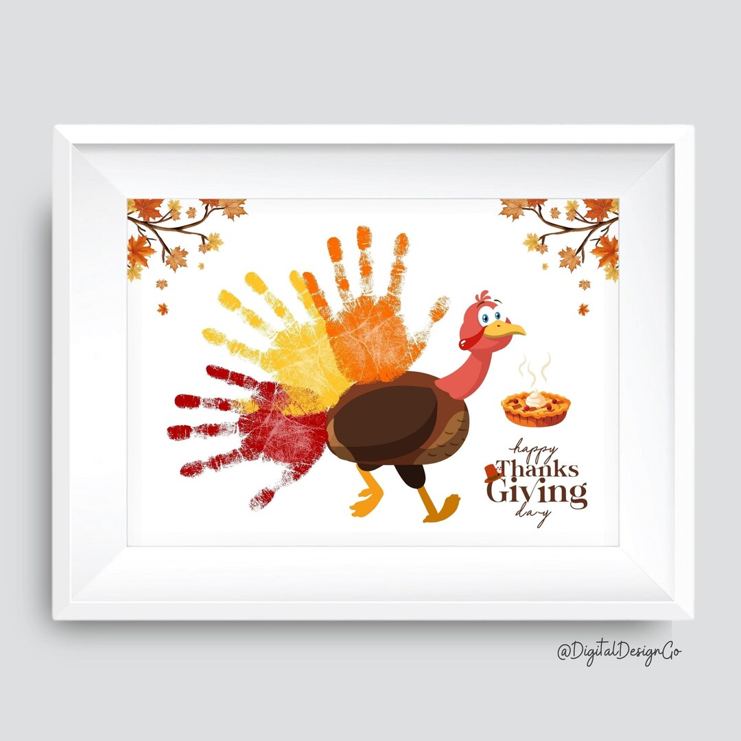 Happy Thanksgiving Day Handprint Art Craft, Turkey Handprint Craft ...
