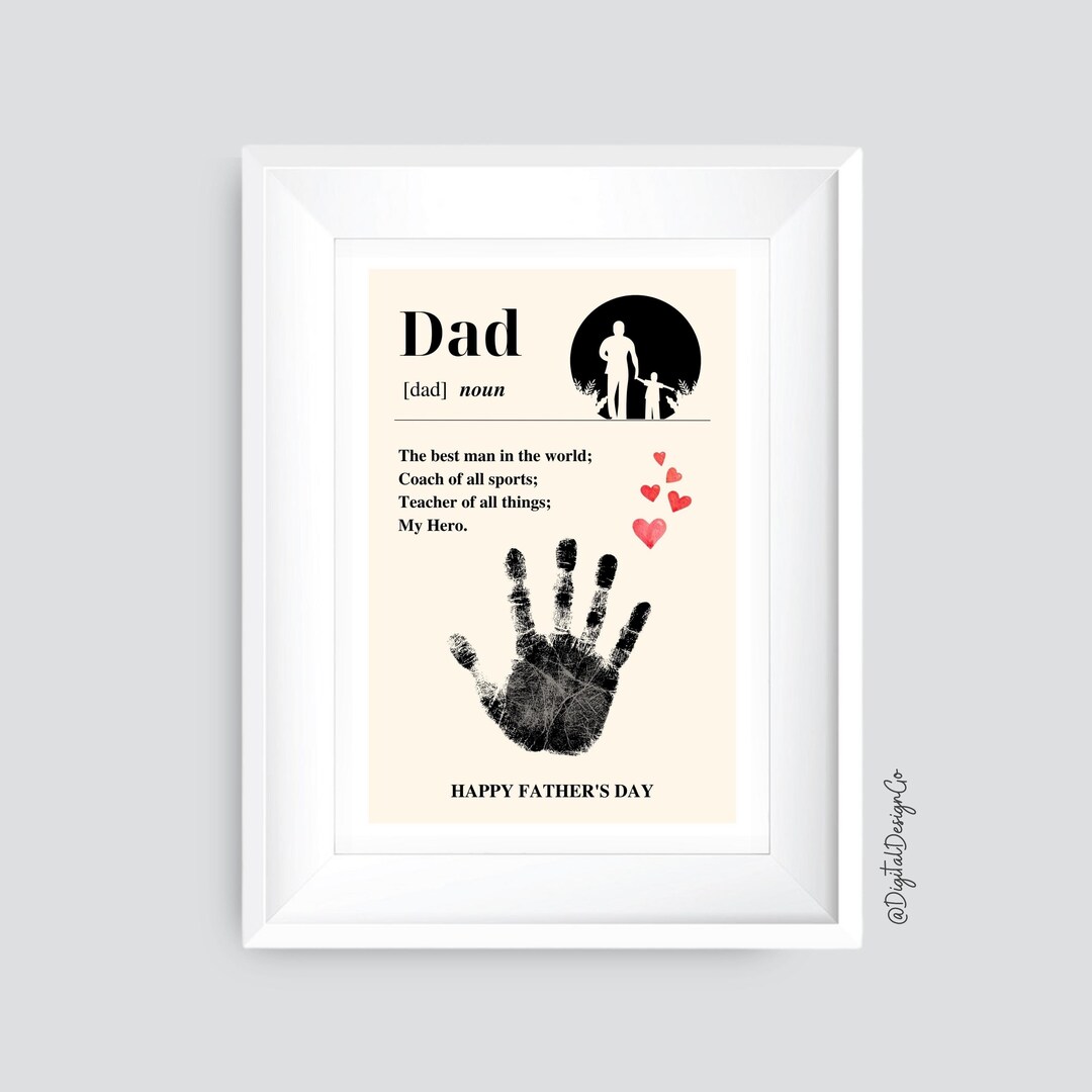 Fathers Day Handprint Footprint Craft, Gift for Dad, Dad Noun Handprint ...