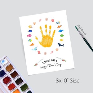 Father's Day Handprint Footprint Art, Fishing You a Happy Father's Day ...