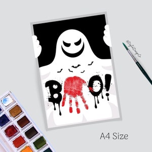 Boo Halloween Handprint Footprint Art Craft, Halloween, Ghost Handprint ...