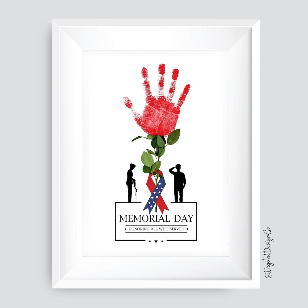 Memorial Day Handprint Art, Rose Kid Craft, May Baby Handprint Art, DIY ...