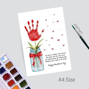Flower Handprint Art Craft, Poem, Valentine's Day Handprint Art, DIY ...