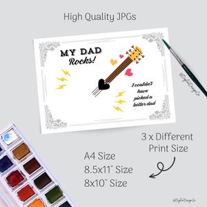 My Dad Rocks, Guitar Handprint Art Craft, Father's Day Craft, Birthday ...