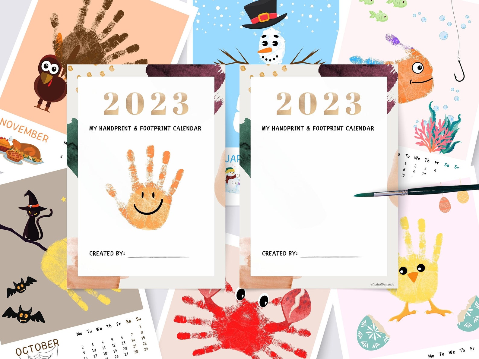 2023 Handprint Footprint Calendar Handprint Art Craft DIY - Etsy UK