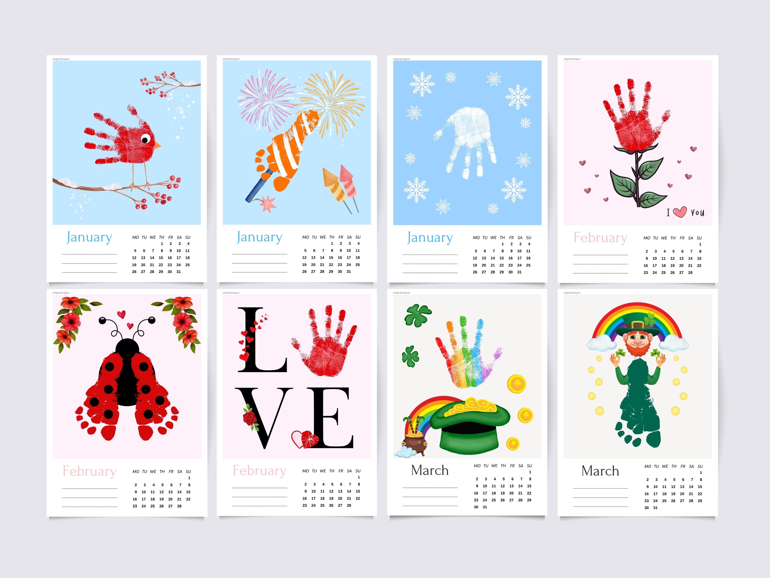 2026 Mega Handprint Footprint Calendar, Kids Baby Toddler, School ...