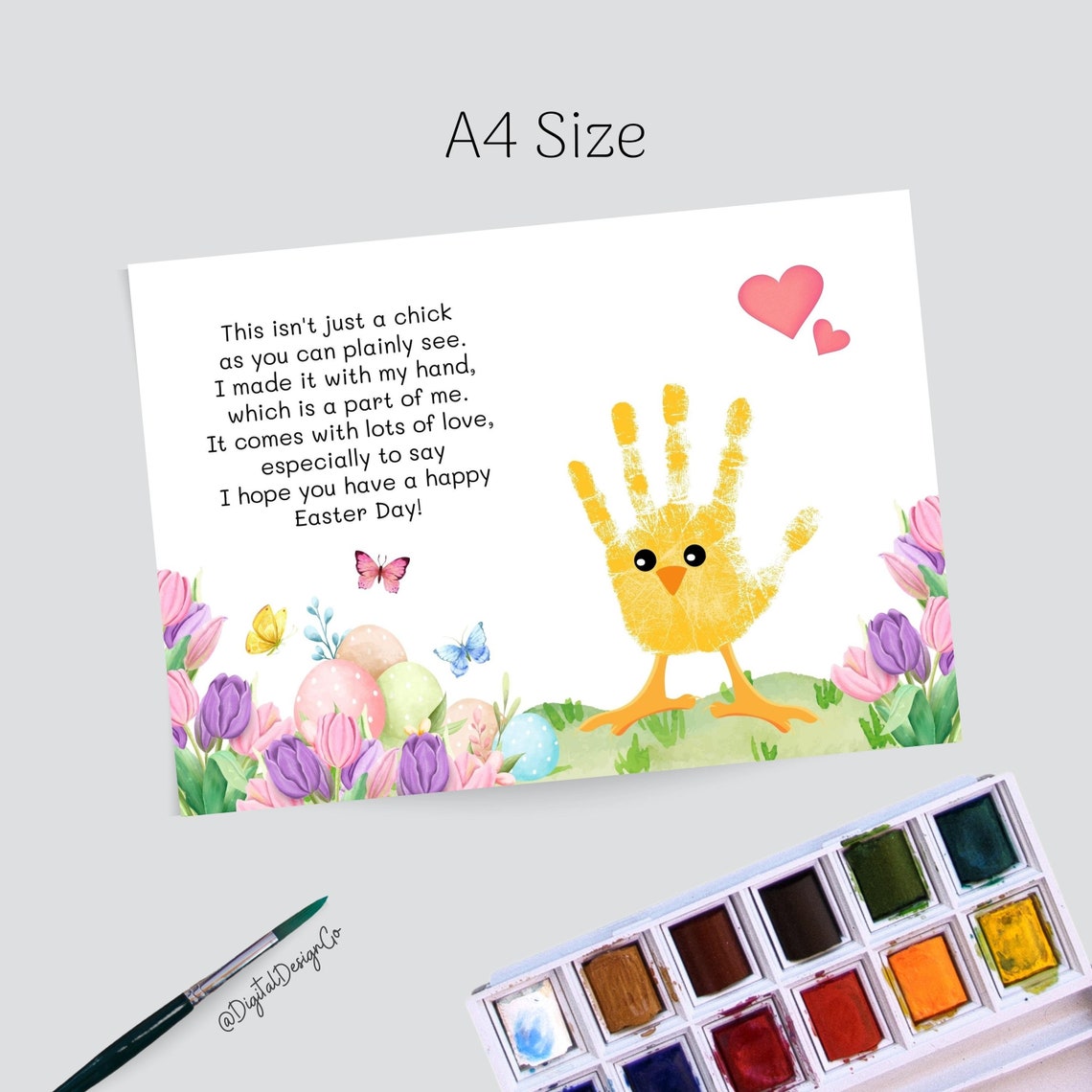 Easter Handprint Art Craft, Poem, Happy Easter, Chick Handprint Craft ...