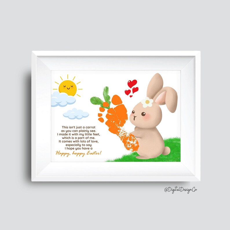 Happy Hoppy Easter Footprint Art Craft Poem Easter Bunny - Etsy