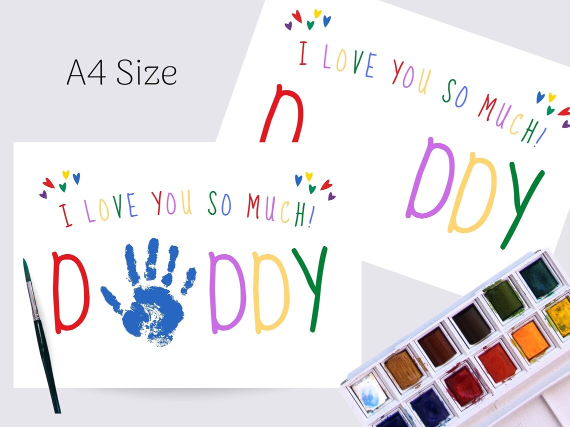I Love You so Much Daddy Handprint Art Craft Fathers Day - Etsy