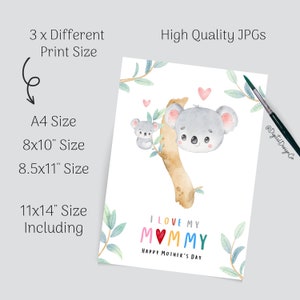 I Love My Mommy Mummy, Happy Mother's Day, Koala Handprint Art Craft ...