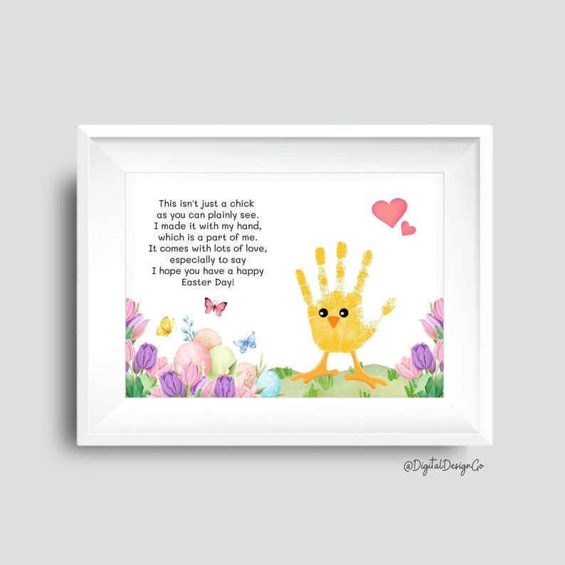 Easter Handprint Art Craft Poem Happy Easter Chick - Etsy