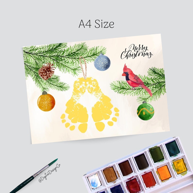 Christmas Ornaments Handprint Footprint Art Craft Merry - Etsy