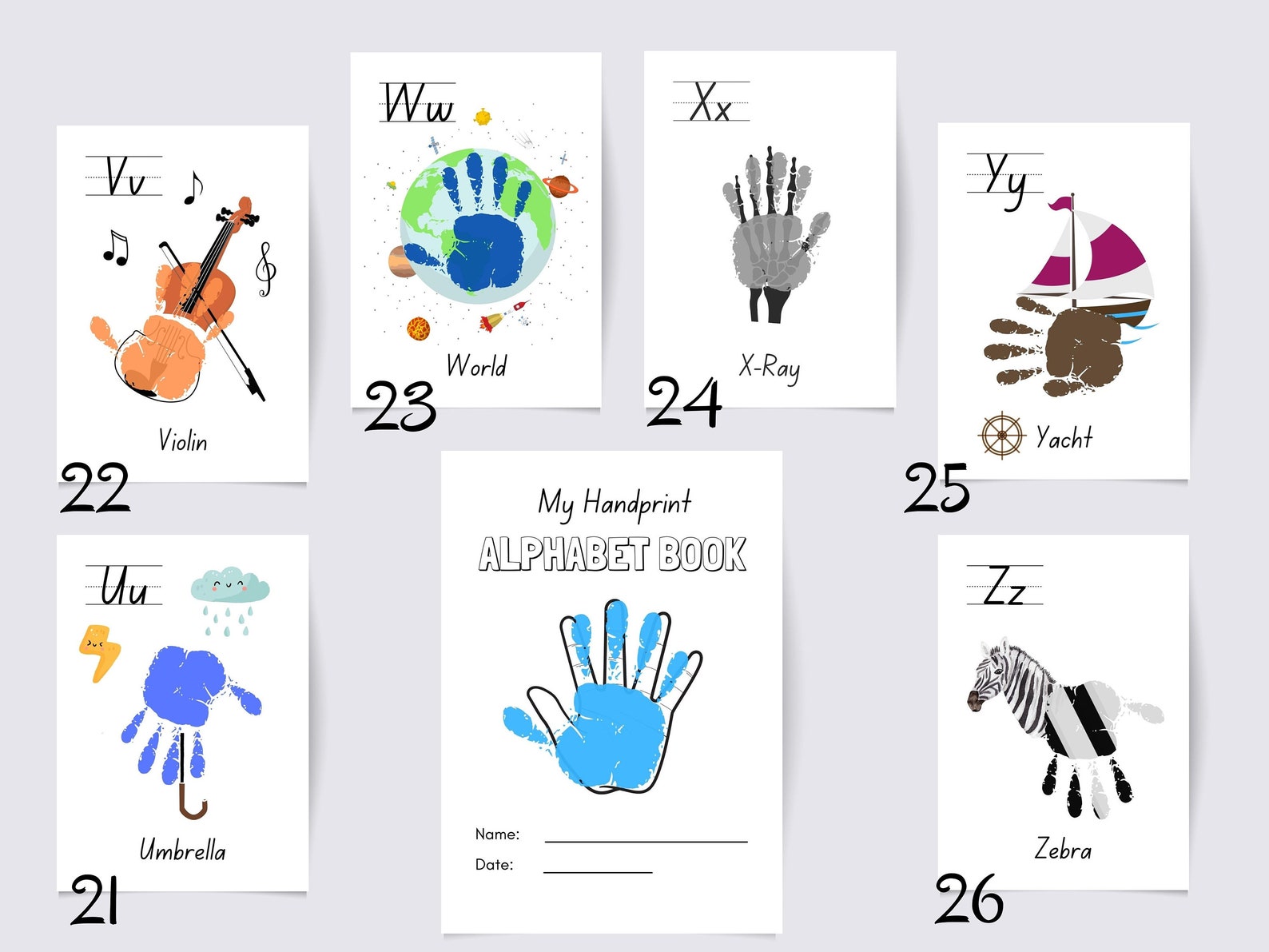 Alphabet Handprint Art My Handprint Alphabet Book Baby - Etsy