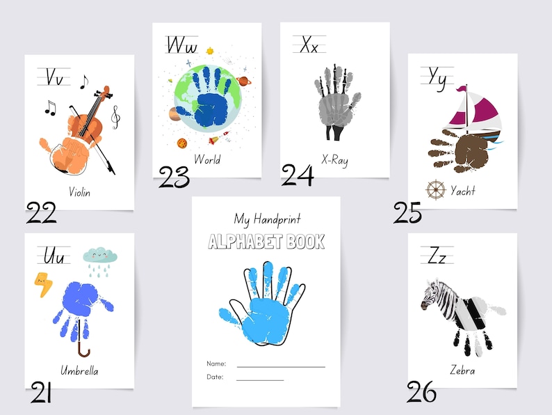 Alphabet Handprint Art My Handprint Alphabet Book Baby - Etsy