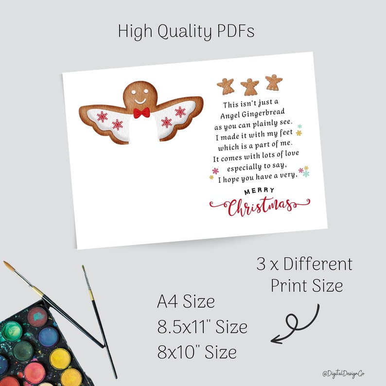 Christmas Footprint Art Craft, Poem, Angel Gingerbread Footprint Craft ...