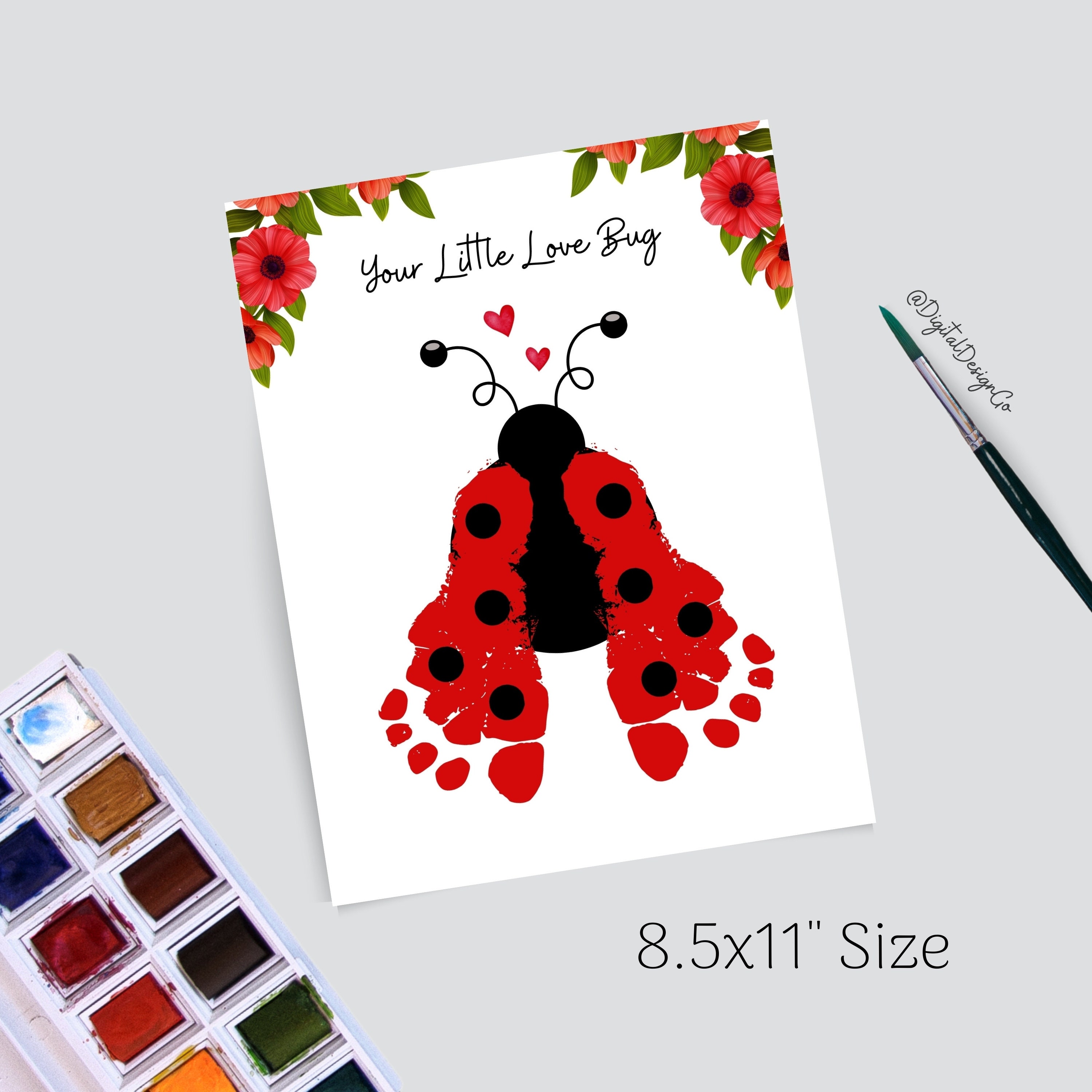 Your Little Love Bug Footprint Craft, Valentines Day, Kids Baby Toddler ...