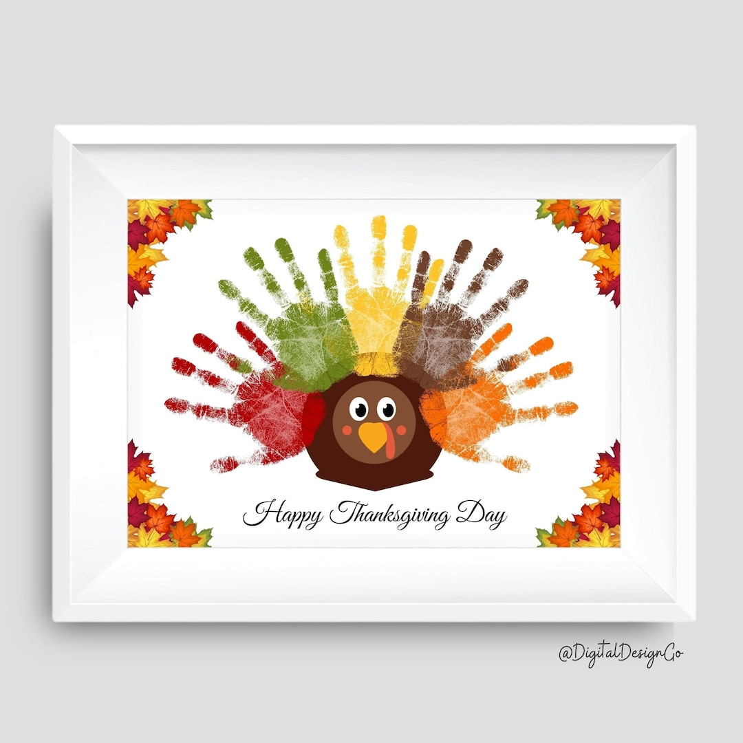 Happy Thanksgiving Handprint Art, Turkey Handprint Craft, Kids Baby ...