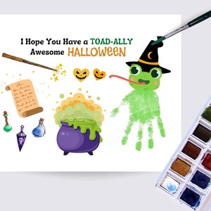 Halloween Handprint Art, Have a Toad-ally Halloween, Frog Handprint ...