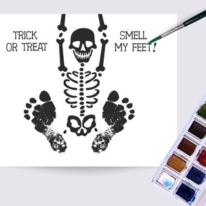 Halloween Footprint Art, Skeleton, Trick or Treat Smell My Feet ...